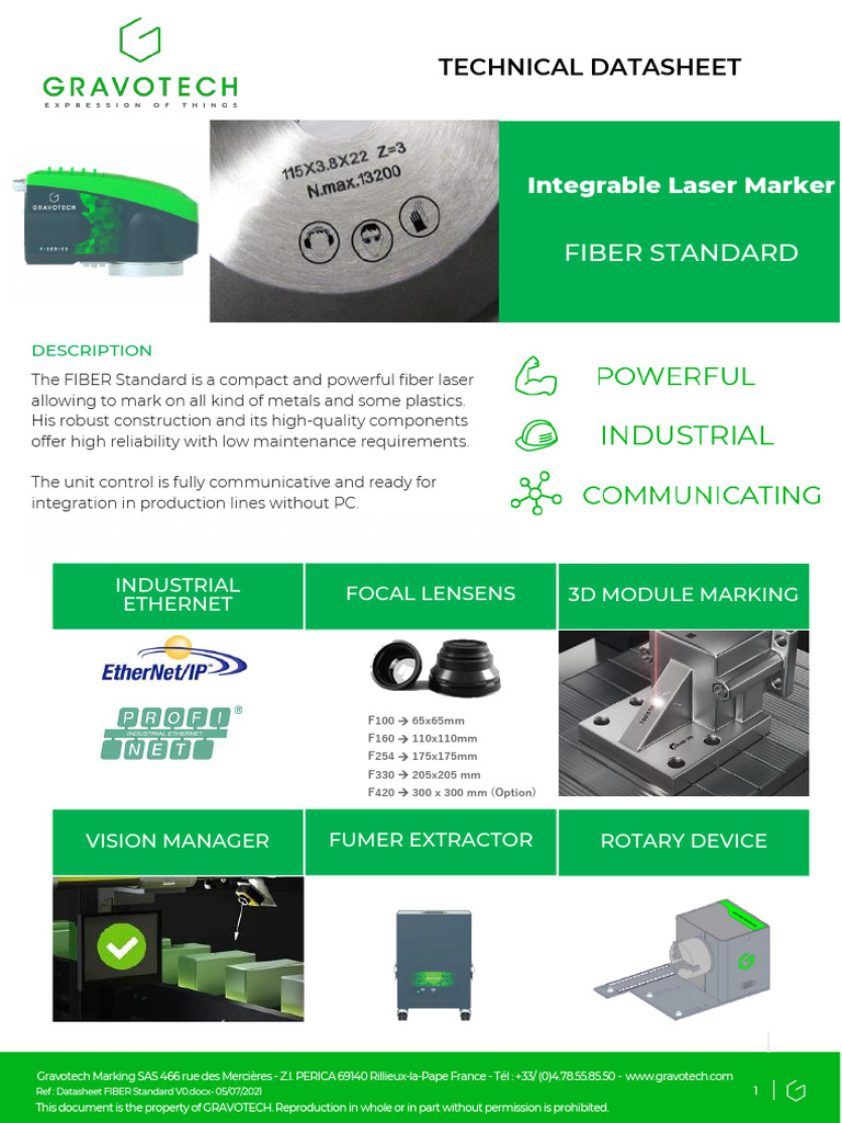 Datasheet FIBER Laser Gravotech Brand | PDF | Optical Fiber | Computing