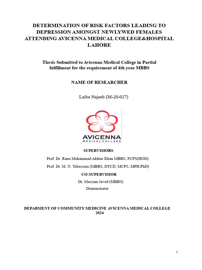 Laiba Thesis | PDF | Major Depressive Disorder | Mental Health