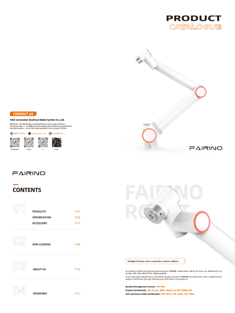 Fairino Brochure Ev4.0-20240920 | PDF