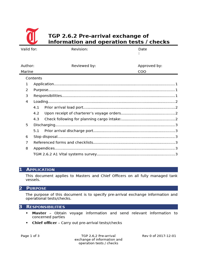Pre-Arrival Info & Operations Checklist | PDF | Cargo | Shipping