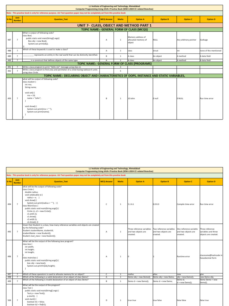 T3 - PB - JAVA-1 - Sem-1 - CE Related Branches - 2024 - V3.1 | PDF | Method (Computer ...