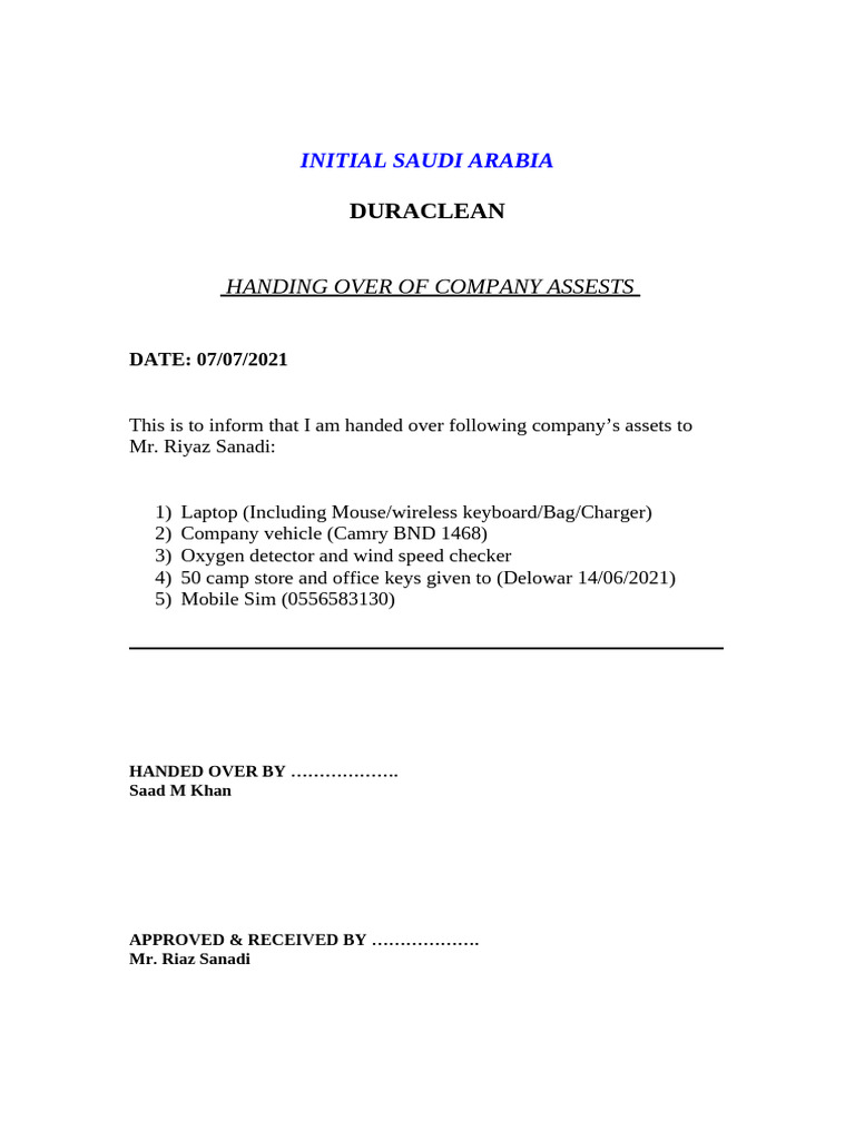 Handing Over 2021 | PDF