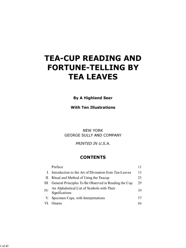 Tea-Cup Reading and Fortune-Telling by Tea Leaves | PDF | Divination