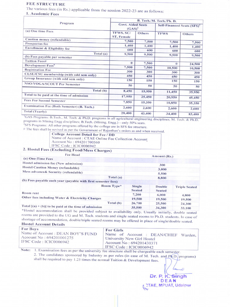 Fee Structure 2022-23 | PDF