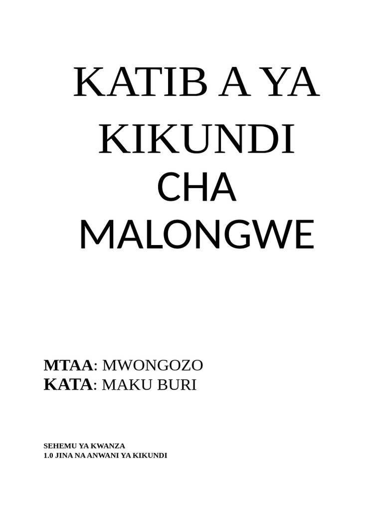 Katiba Ya Kikundi Cha Malongwe | PDF