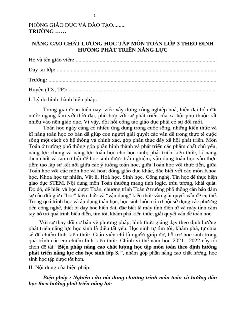 DẠY HỌC TOÁN THEO HƯỚNG PTNL 3 | PDF