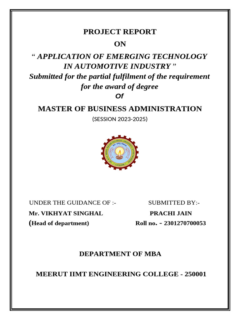 Mba 2ND Sem Project Report | PDF | Electric Vehicle | Car