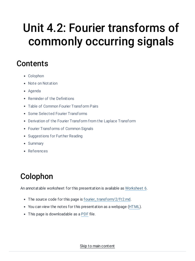 Unit 4.2 - Fourier Transforms of Commonly Occurring Signals - EG-247 Digital Signal Processing ...