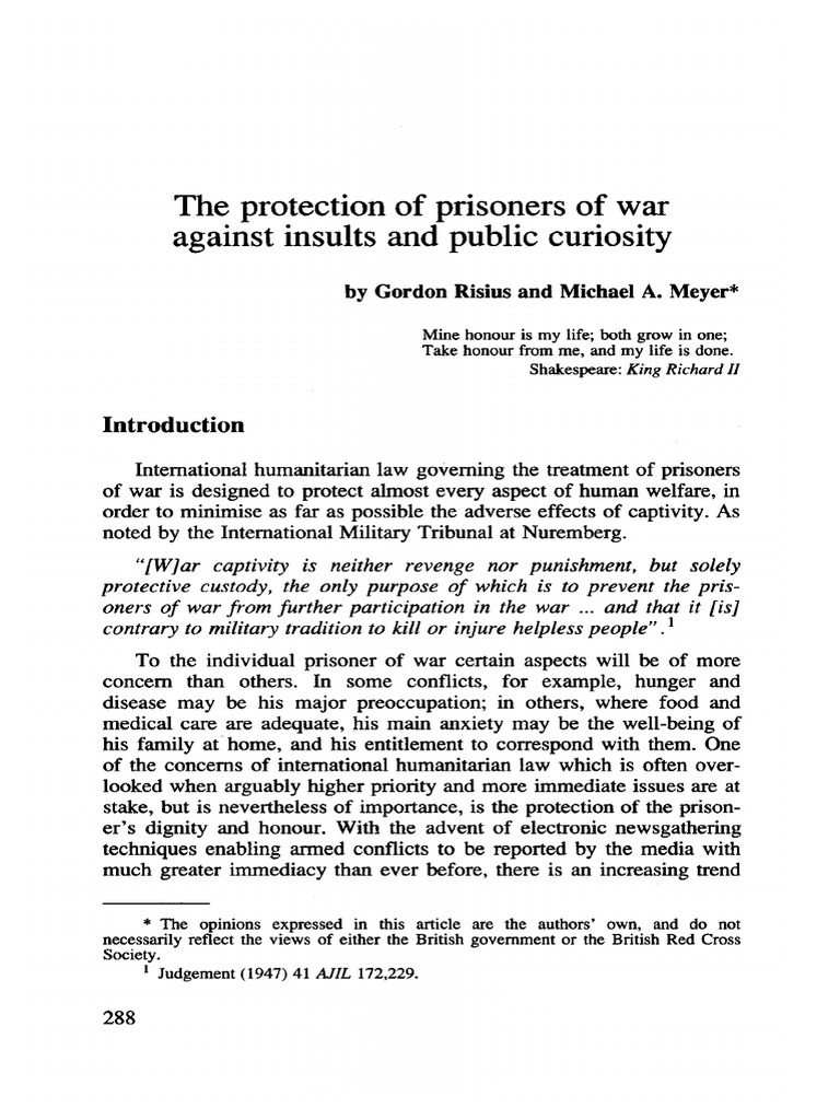 Commentary PN Article 13 of The Protection of POW | PDF | Prisoner Of War | International ...