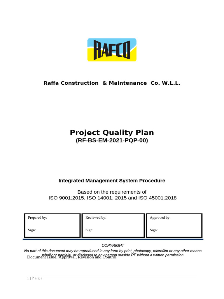 004-Project Quality Plan | PDF | Audit | Quality Assurance
