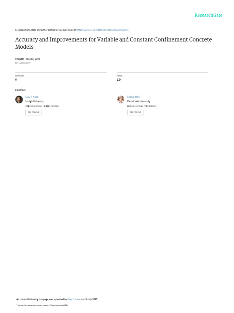 ACCURACY AND IMPROVEMENTS FOR VARIABLE AND CONSTANT CONFINEMENT ...