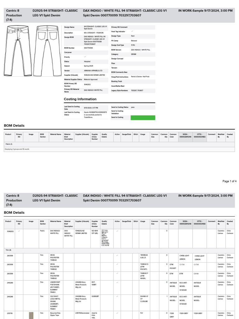703297,703607 - 000770099 - SODA-OTTO-DAX INDIGO WHITE FILL 94... T - CLASSIC LEG V1 5pkt Denim ...