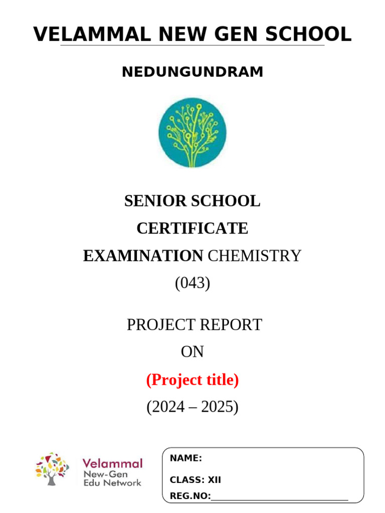 Chemistry Project Front Page | PDF