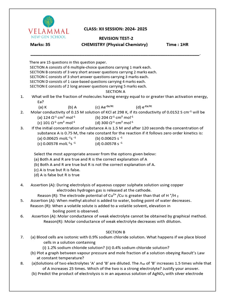 Revision Test 2 Qp | PDF | Electrolyte | Water