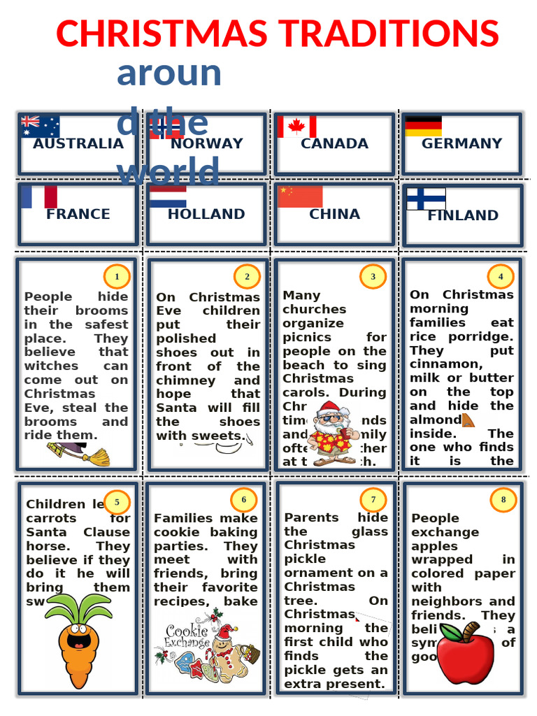 Christmas Traditions Around The World Icebreakers Reading Comprehension ...