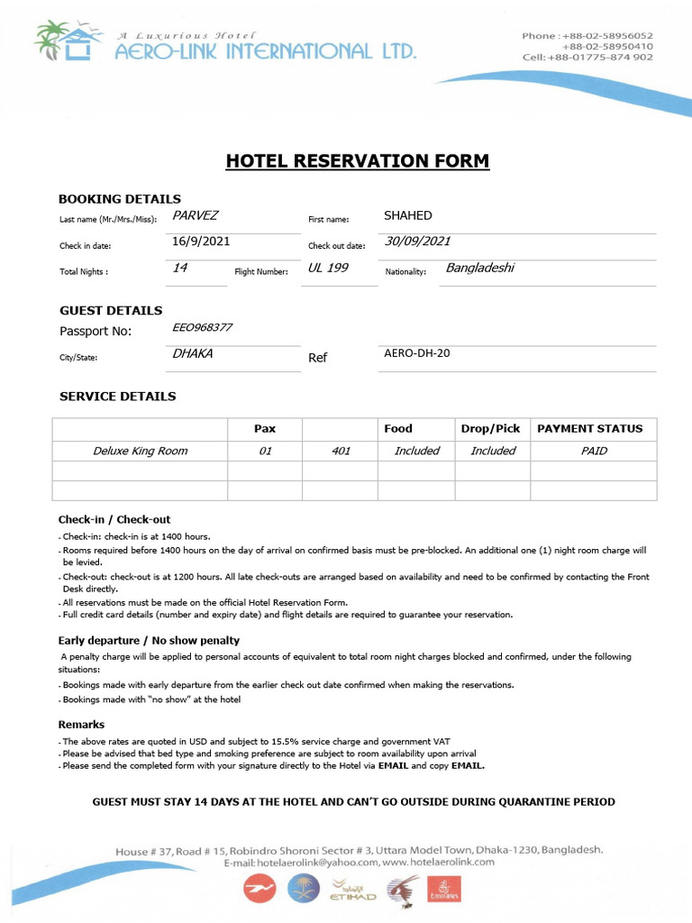 Hotel reservation | PDF