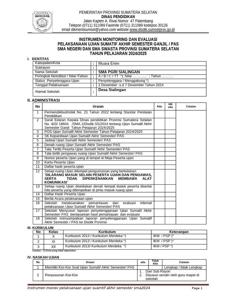 Intrumen Monitor Sas 2024novti | PDF