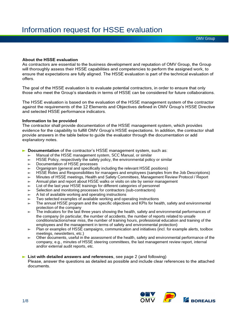 Annex 3A-Information Request For HSSE Evaluation (SUPPORTS GST-0221 ...