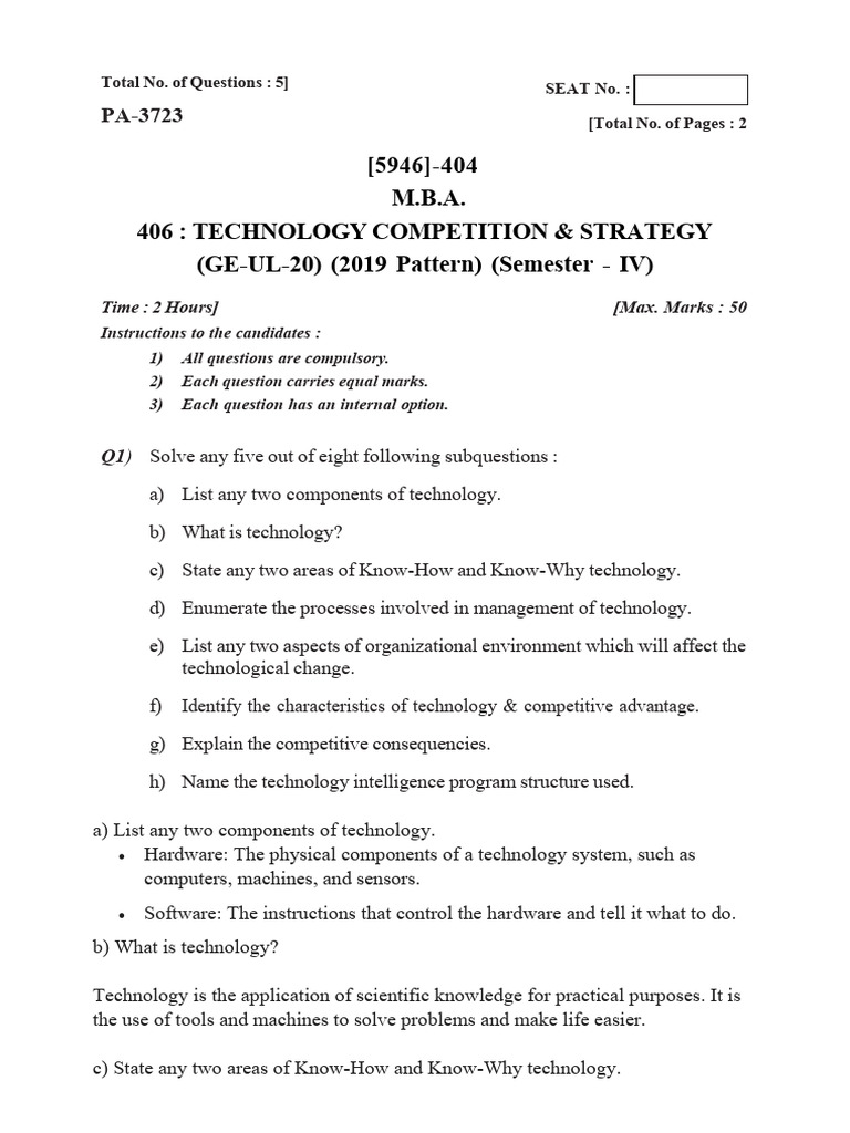 406 (P1) Technology Competition & Strategy | PDF | Cloud Computing | Risk