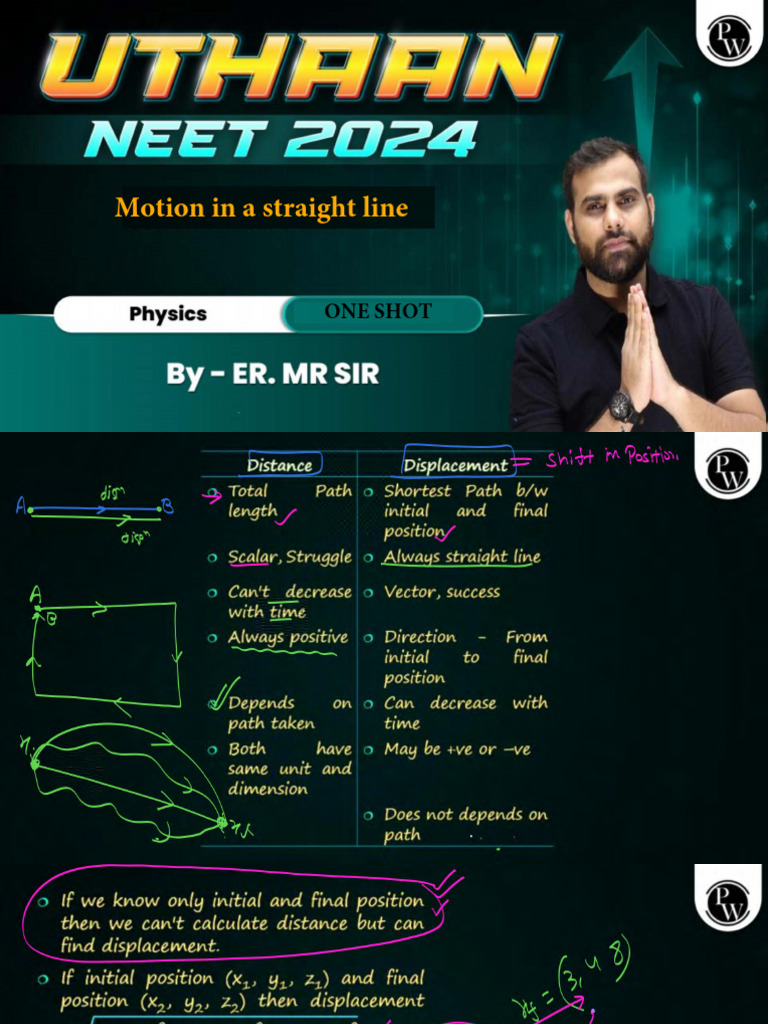 Motion in A Straight Line - Class Notes | PDF
