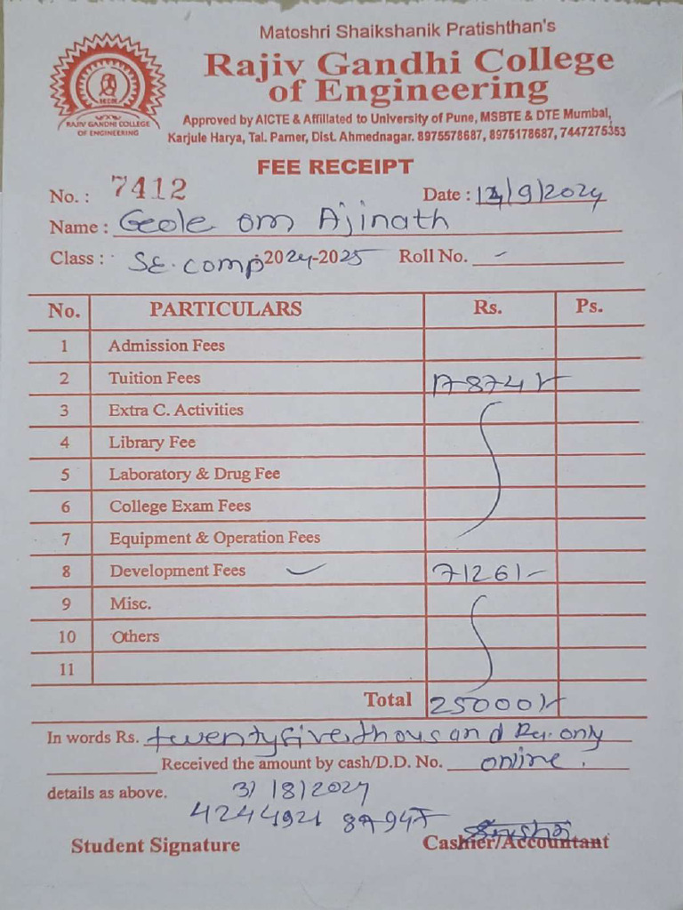 Fee Receipt First Compressed Compressed | PDF