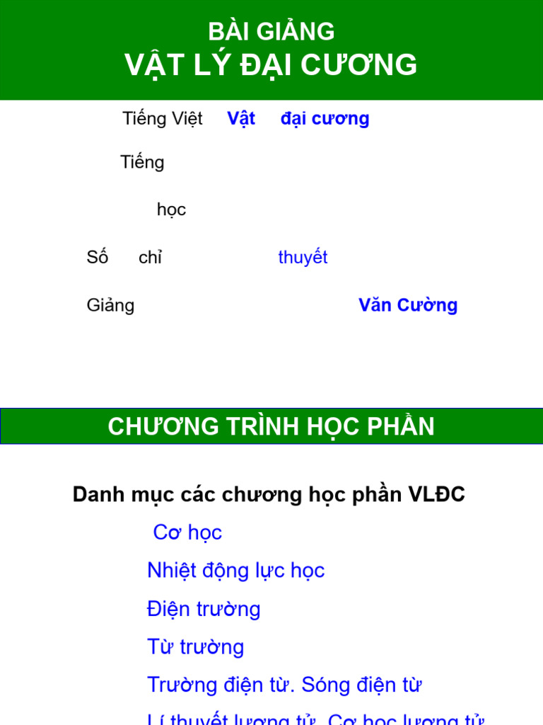 01a - Chuong 1 CO HOC (Bai Giang VLDC - GVC - TS. Phan Van Cuong, 4-2020) | PDF
