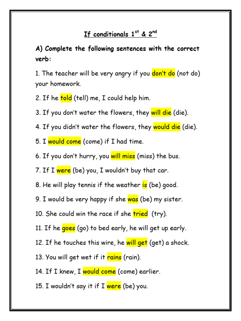 If_conditionals_1st___2nd_Model_answer9CPsv | PDF