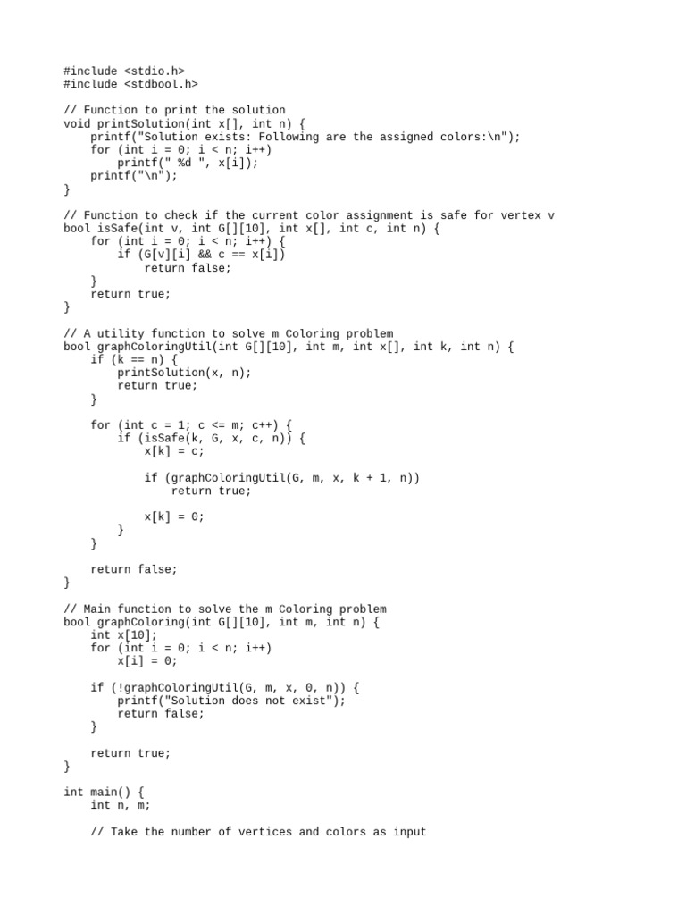 Graph Coloring Problem by Backtracking Approach | PDF Graph Coloring Problem by Backtracking Approach | PDF
