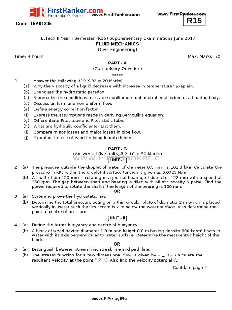 JNTU Anantapur - B.Tech - 2017 - Second Year - First Sem - R15 ...