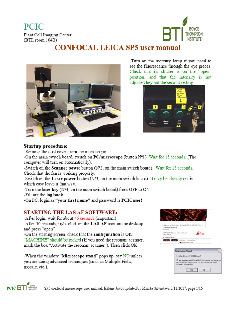 SP5 Confocal Microscope User Guide | PDF | Microscopy | Confocal Microscopy