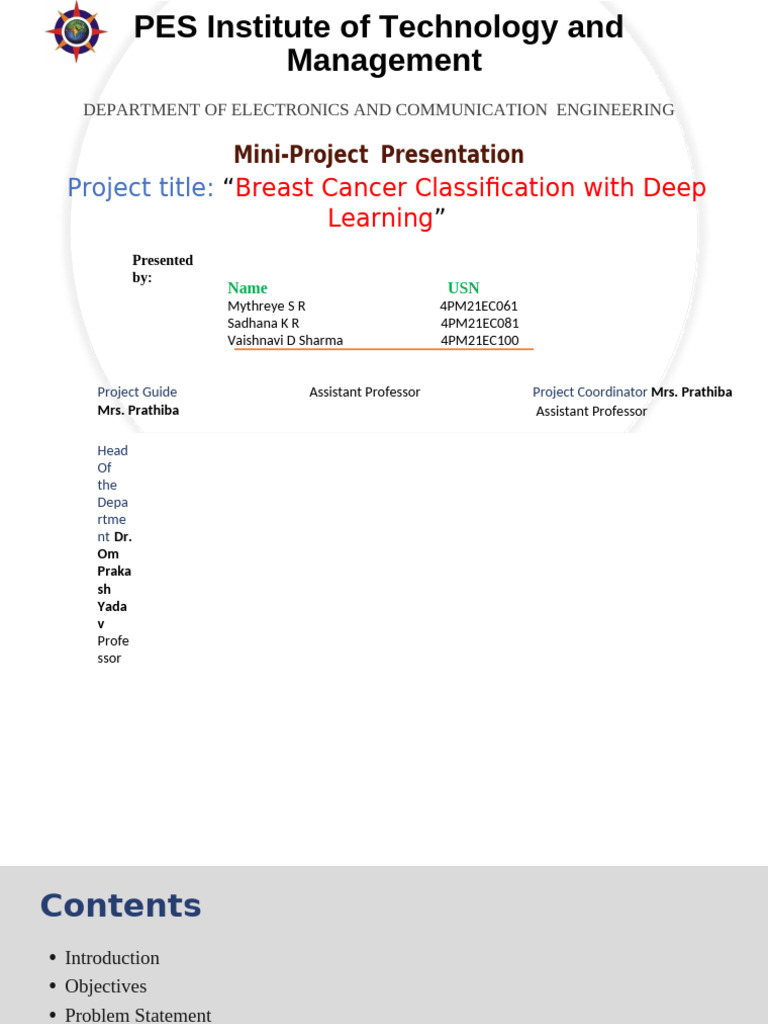 Breast Cancer Classification Using Deep Learning Final Ppt (1) | PDF ...