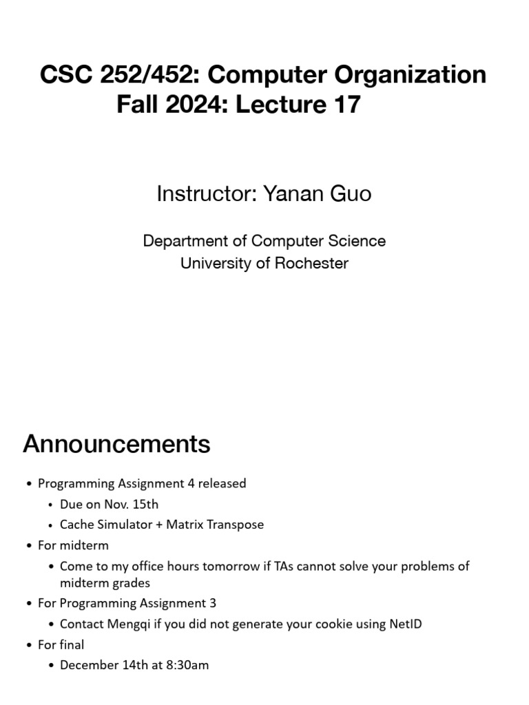 Lecture17 | PDF | Process (Computing) | Cpu Cache