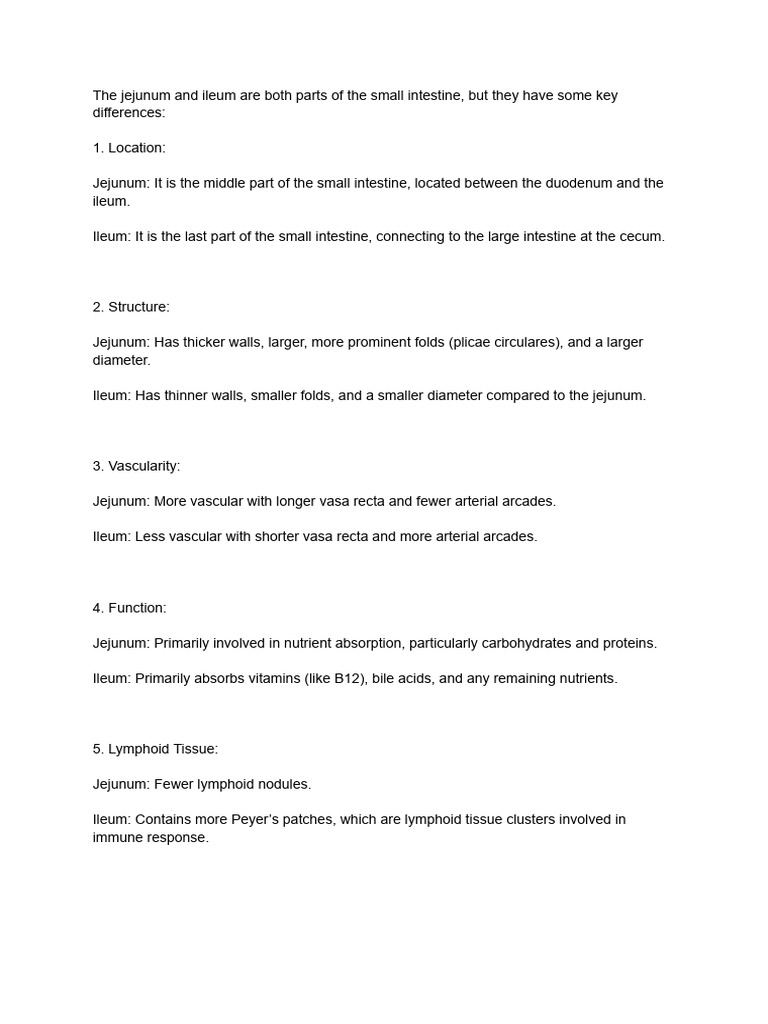 Diff BTW Jejinum and Illeum | PDF