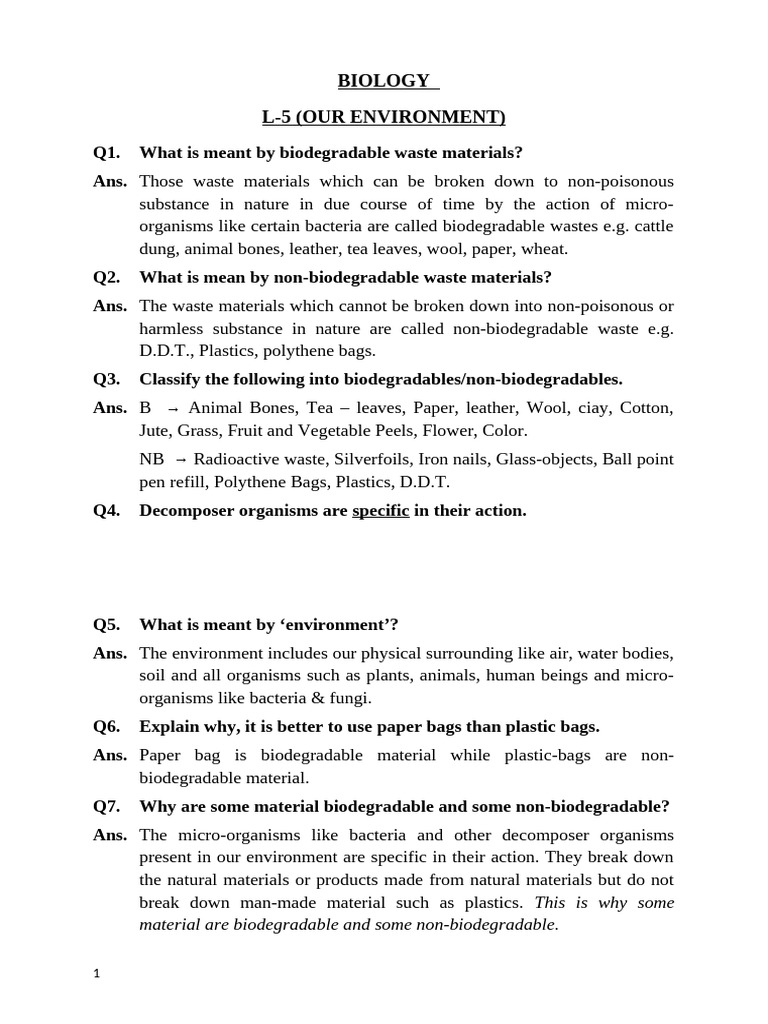 BIOLOGY L-5 (Our Environment) | PDF | Ecosystem | Ozone
