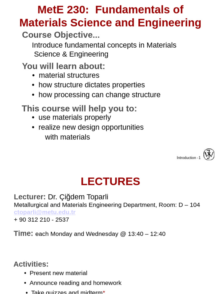 LectureNotes_CourseInfo (1) | PDF | Lecture | Phases Of Matter