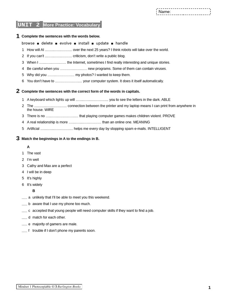 VocabGram Practice Unit 2 | PDF
