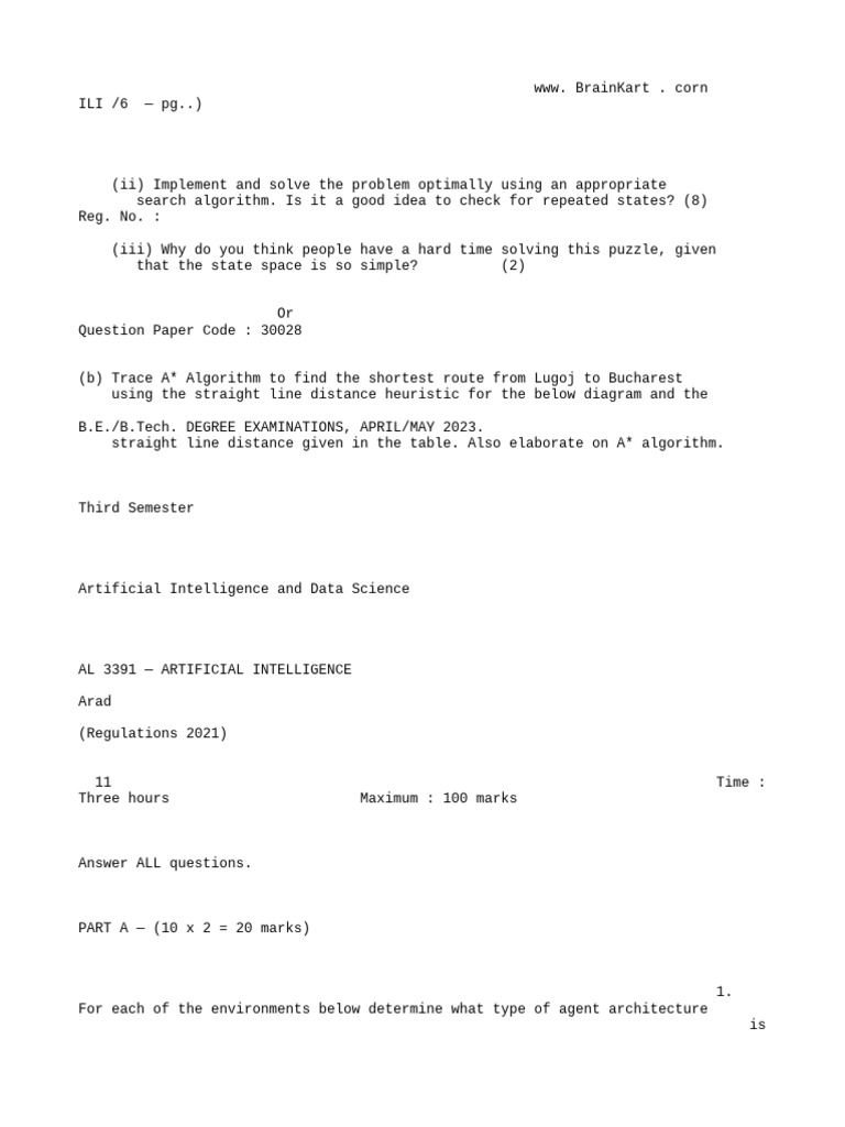 Artificial Intelligence - AL3391 2021 Regulation | PDF | Engineering | Applied Mathematics