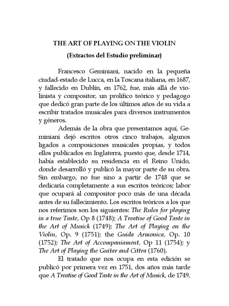 Geminiani: Arte de Tocar el Violín | PDF | Compositores | Clave