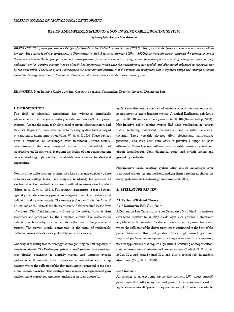 Non-Invasive Cable Locator System Design | PDF | Power Inverter | Amplifier