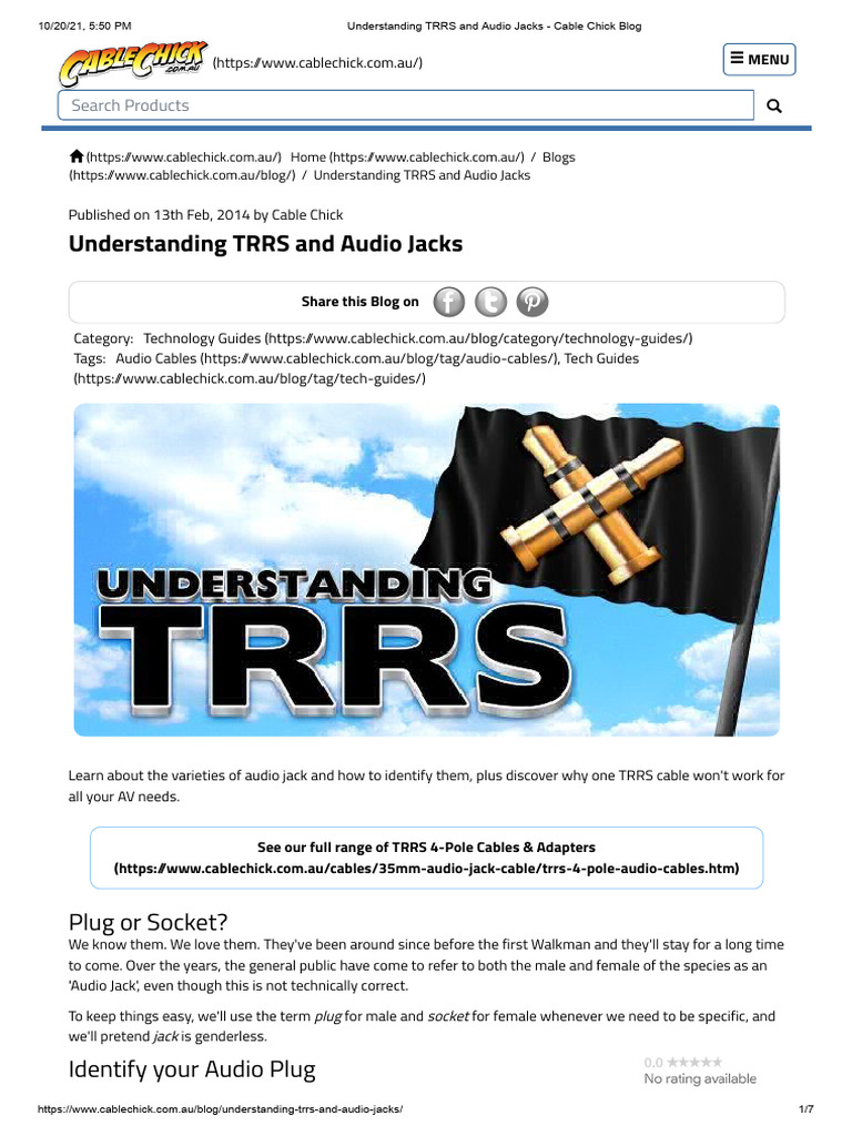 Understanding TRRS and Audio Jacks - Cable Chick Blog | PDF ...