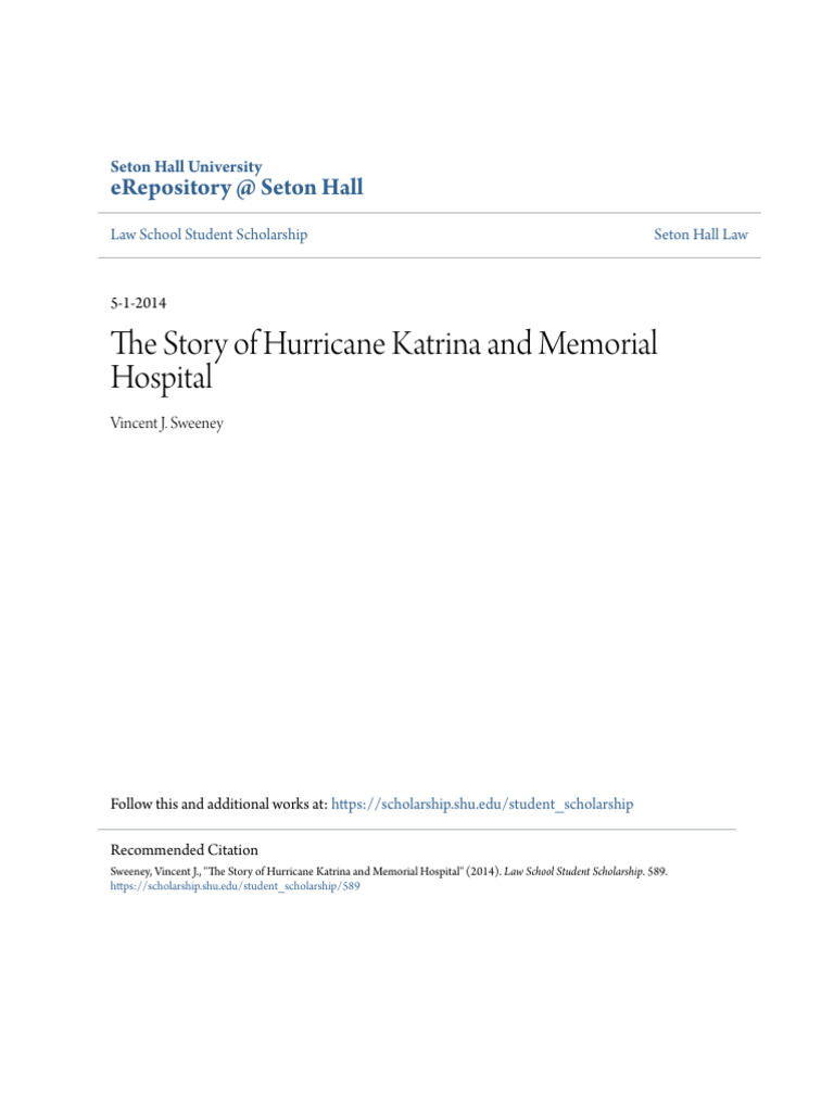 Hurricane Katrina: Memorial Hospital Crisis | PDF | Hurricane Katrina ...