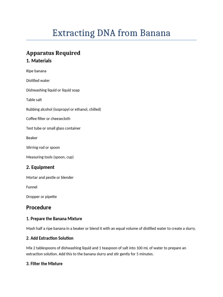 Extracting DNA From Banana | PDF