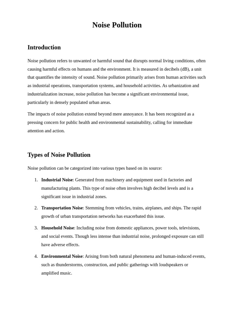 Noise Pollution report | PDF | Noise | Pollution