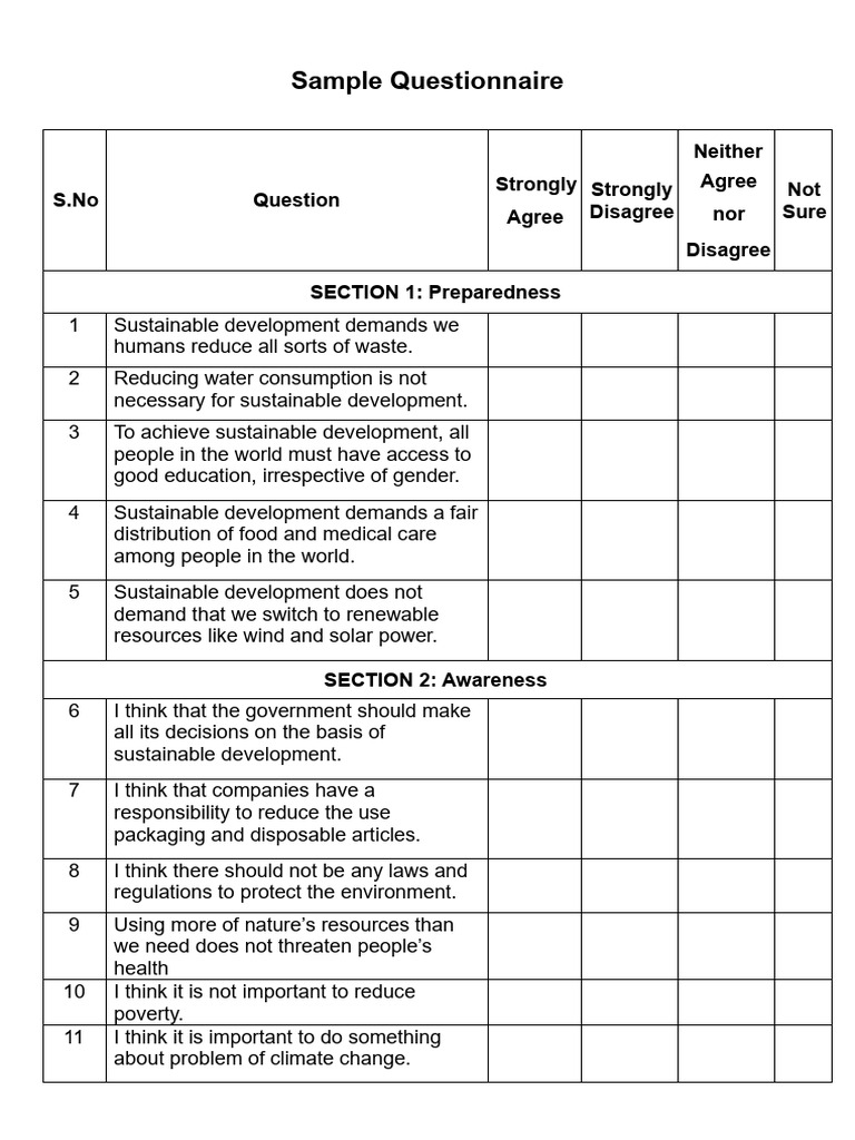 Sample Questionnaire UPDATED | PDF