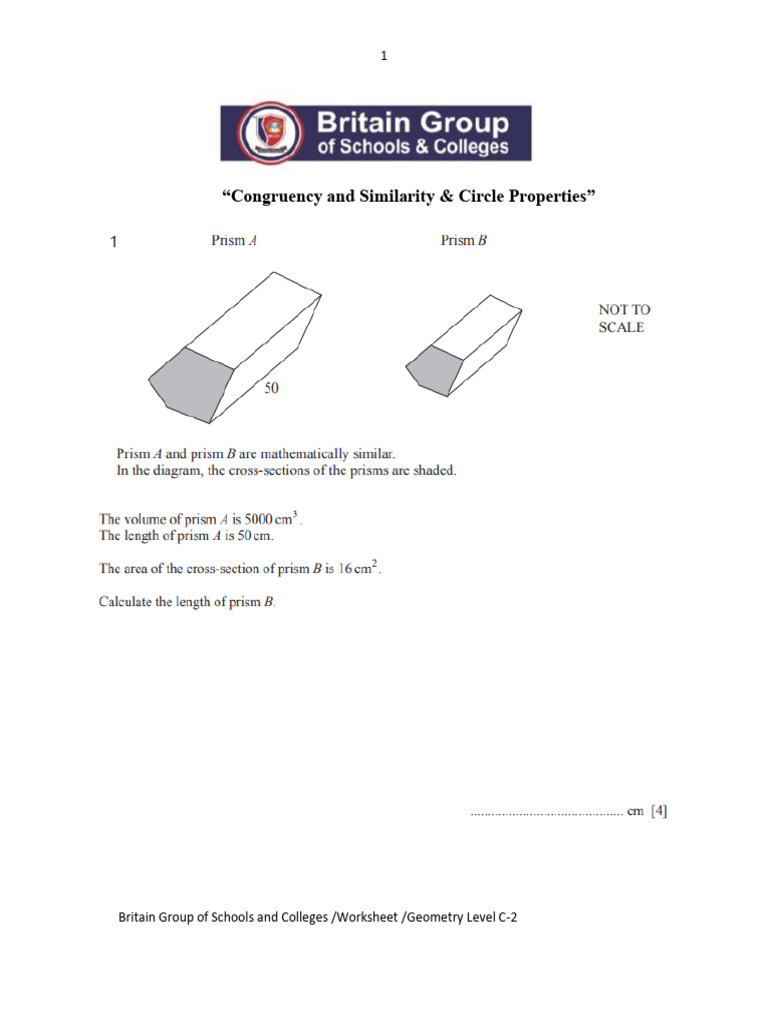 Worksheet Geometry and Circle Properties Level C-2-1 | PDF | Geometry ...