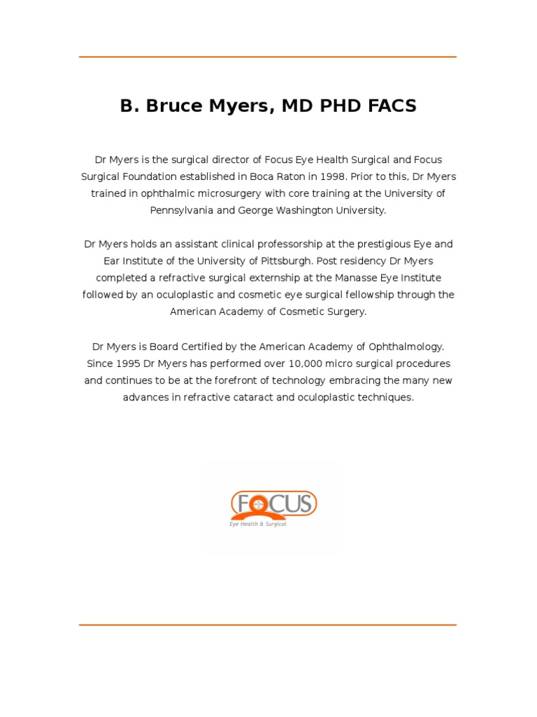 B. Bruce Myers, MD PHD FACS | PDF | Ophthalmology | Surgery