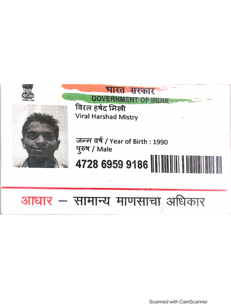 Viral Mistry Aadhar Card Scan Copy | PDF