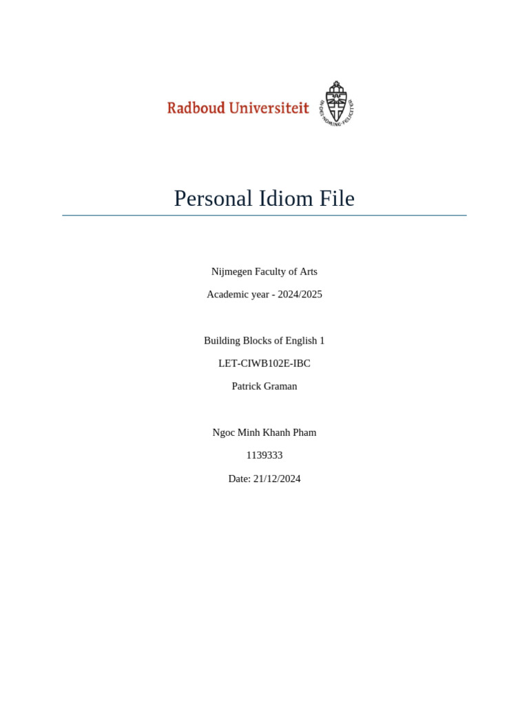 Personal Idioms for English Learning | PDF | Verb | Phrase