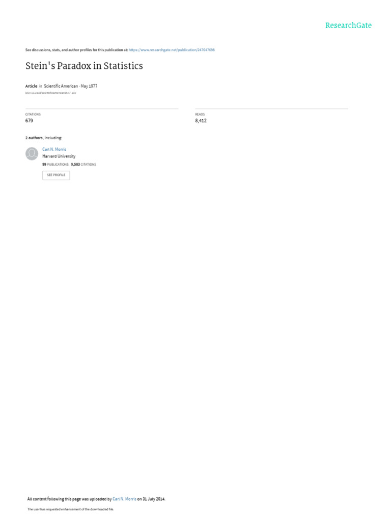 Efron (1977) Steins - Paradox - in - Statistics | PDF