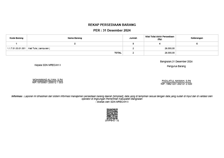 Rekap Persediaan Barang | PDF